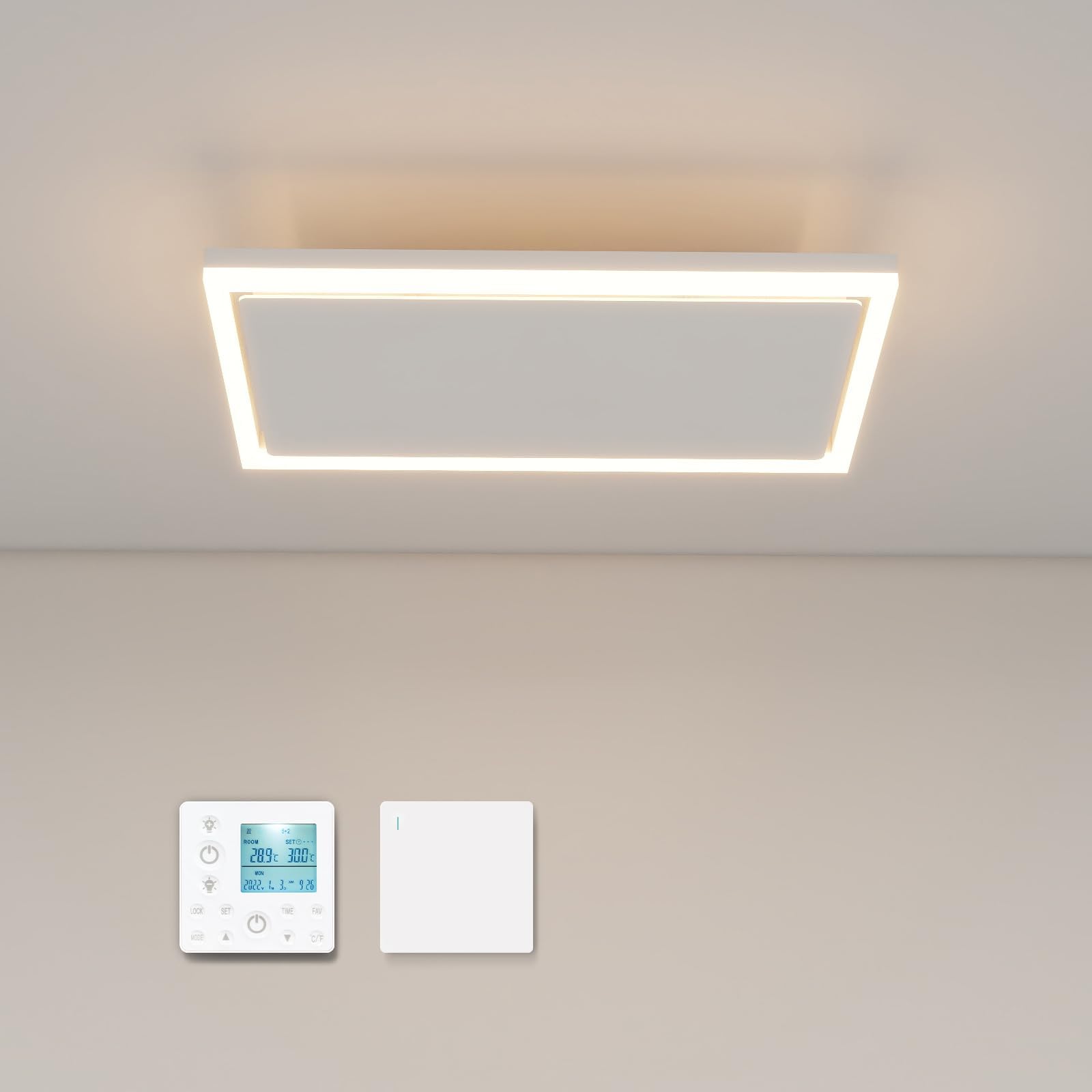 Modern Infrared Ceiling Heater with Thermostat and Optional LED Lighti ...